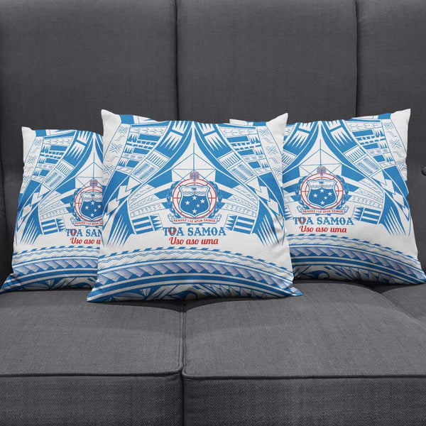 Toa Samoa Rugby Custom Pillow Cover Uso aso uma Samoan Pattern White LT14