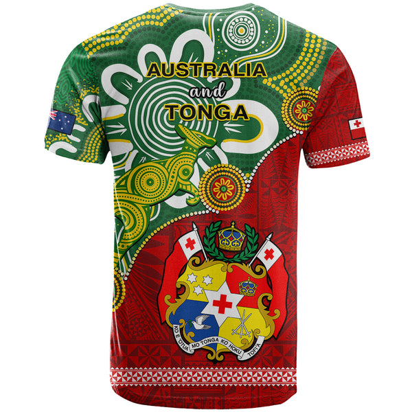 Australia and Tonga T Shirt Aboriginal Mix Tongan Ngatu Unique Style LT14