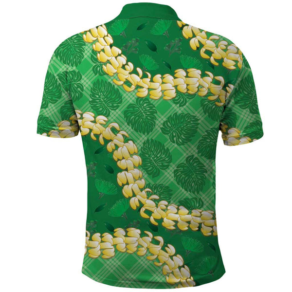 Green Palaka Hawaii Mele Kalikimaka Polo Shirt Ohia Lehua Monstera ...