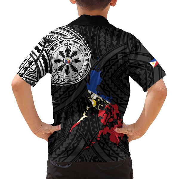 Philippines Strong Kid Hawaiian Shirt Filipino Map Polynesian Tattoo LT14