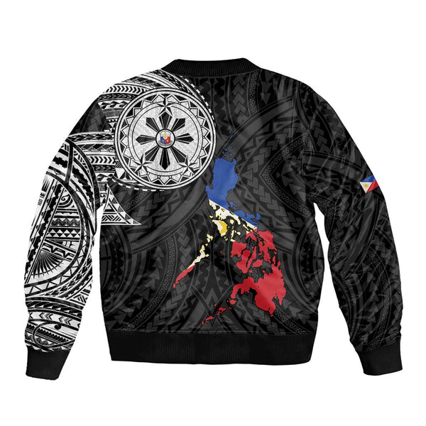Philippines Strong Sleeve Zip Bomber Jacket Filipino Map Polynesian ...