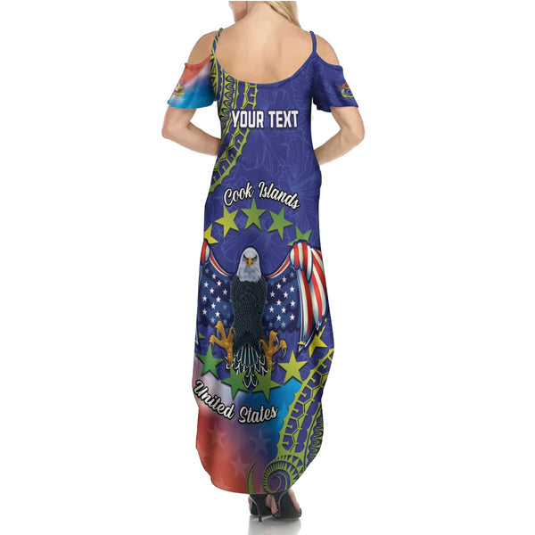 Personalised United States And Cook Islands Summer Maxi Dress USA Eagle ...