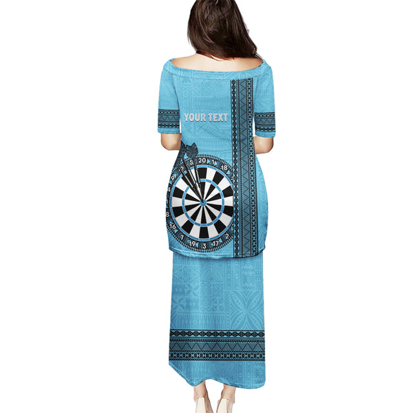 Personalised Fiji Darts Puletasi Fijian Tapa Pattern - Blue LT14