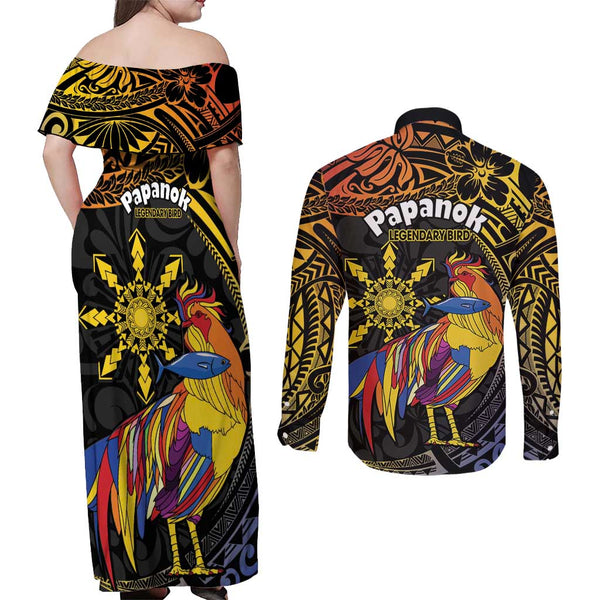 Philippines Sarimanok Couples Matching Off Shoulder Maxi Dress and Long ...