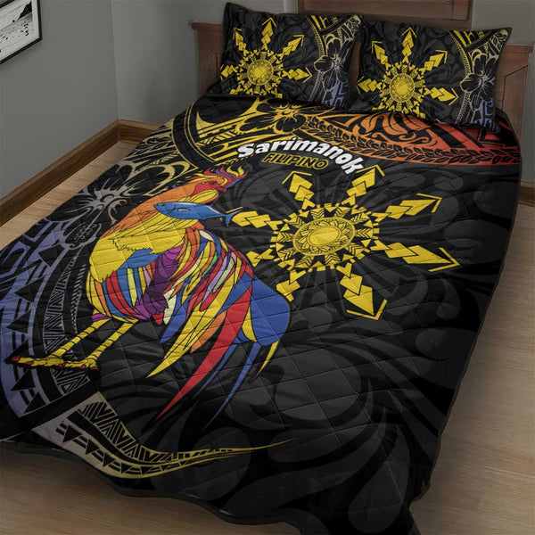 Philippines Sarimanok Quilt Bed Set Papanok Legendary Bird Okir ...