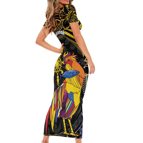 Philippines Sarimanok Short Sleeve Bodycon Dress Papanok Legendary Bird ...