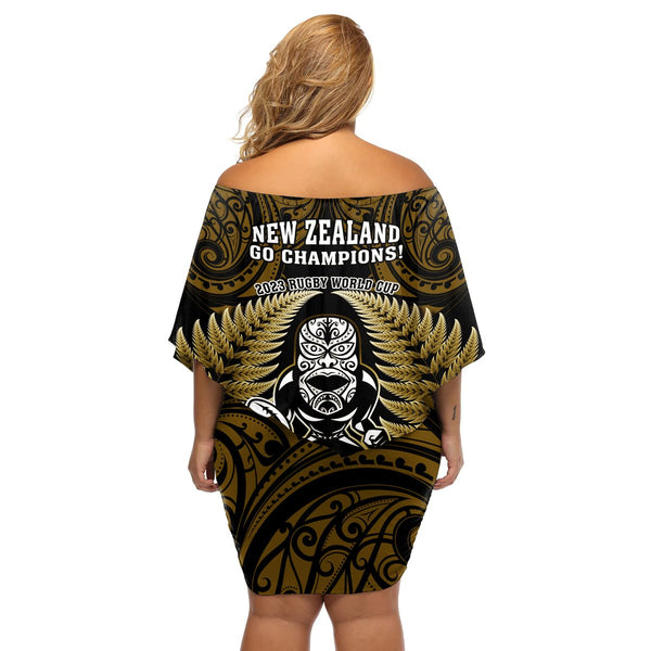 New Zealand Aotearoa Rugby Off Shoulder Short Dress NZ Tiki With Maori ...
