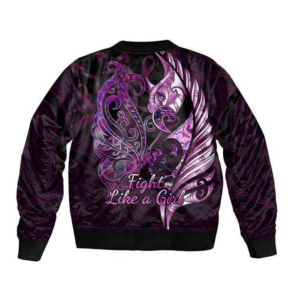Personalised New Zealand Breast Cancer Bomber Jacket Fight Like A Girl ...