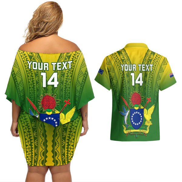 Custom Cook Islands Rugby Couples Matching Off Shoulder Short Dress and ...