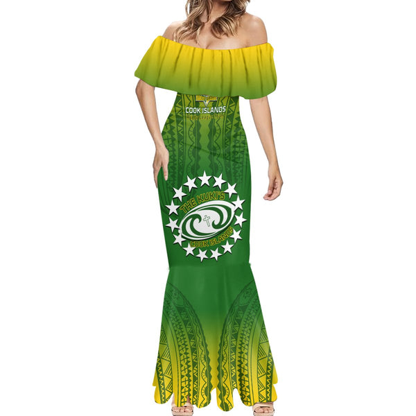 Custom Cook Islands Rugby Mermaid Dress Pacific 2023 Go The Kukis LT14