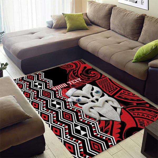 Personalised New Zealand Christmas Area Rug Meri Kirihimete Maori Wheku ...