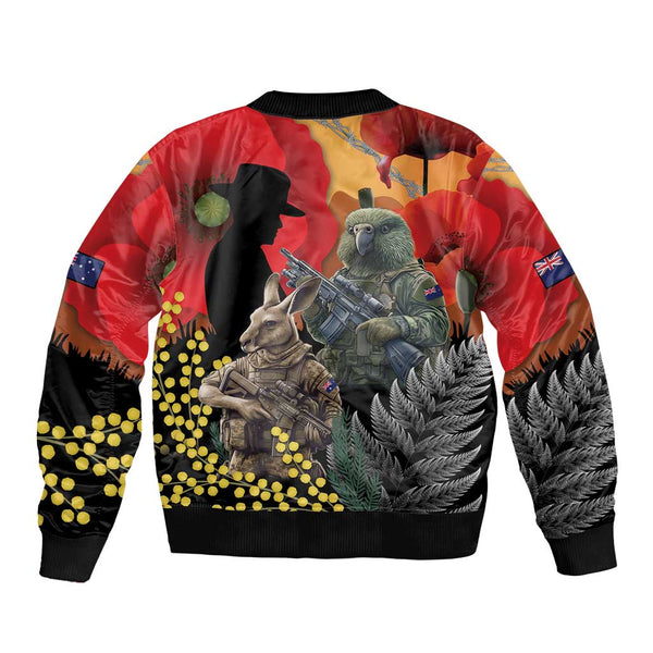 New Zealand and Australia ANZAC Day Bomber Jacket Sliver Fern Kakapo ...