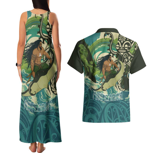 Aotearoa Tangaroa Atua Couples Matching Tank Maxi Dress and Hawaiian ...