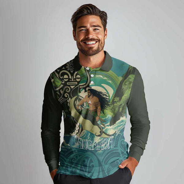 Aotearoa Tangaroa Atua Long Sleeve Polo Shirt New Zealand God Of The ...
