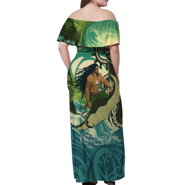 Aotearoa Tangaroa Atua Off Shoulder Maxi Dress New Zealand God Of The ...