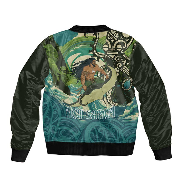Aotearoa Tangaroa Atua Sleeve Zip Bomber Jacket New Zealand God Of The ...