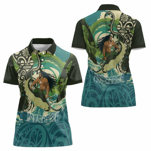 Aotearoa Tangaroa Atua Women Polo Shirt New Zealand God Of The Ocean LT14
