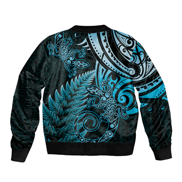 New Zealand Lizard Bomber Jacket Silver Fern Aotearoa Maori Blue ...