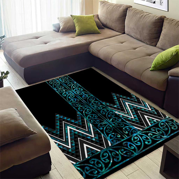 Paua Shell Aotearoa Mangopare Kowhaiwhai and Niho Taniwha Area Rug ...