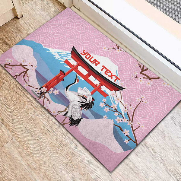 Japanese Torii Gate Cranes Personalised Rubber Doormat Fuji Mount ...