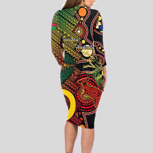 Vanuatu and Australia Long Sleeve Bodycon Dress Vanuatuan Polynesian ...