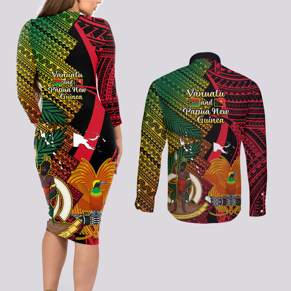 Vanuatu and Papua New Guinea Couples Matching Long Sleeve Bodycon Dress ...