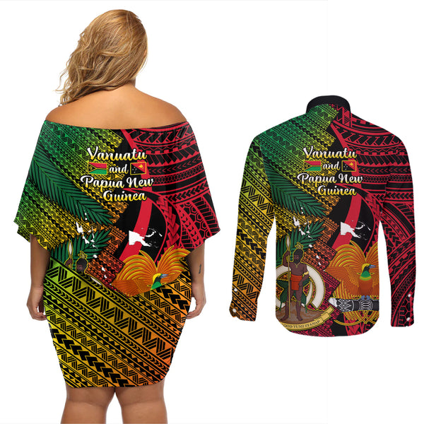 Vanuatu and Papua New Guinea Couples Matching Off Shoulder Short Dress ...