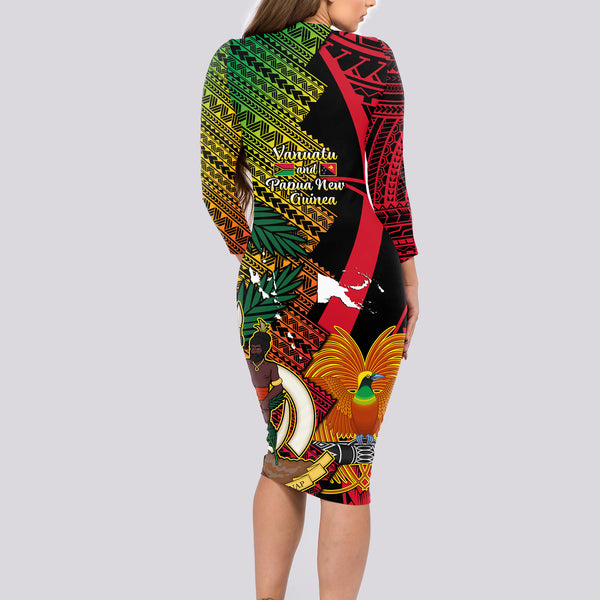 Vanuatu and Papua New Guinea Long Sleeve Bodycon Dress Vanuatuan With ...