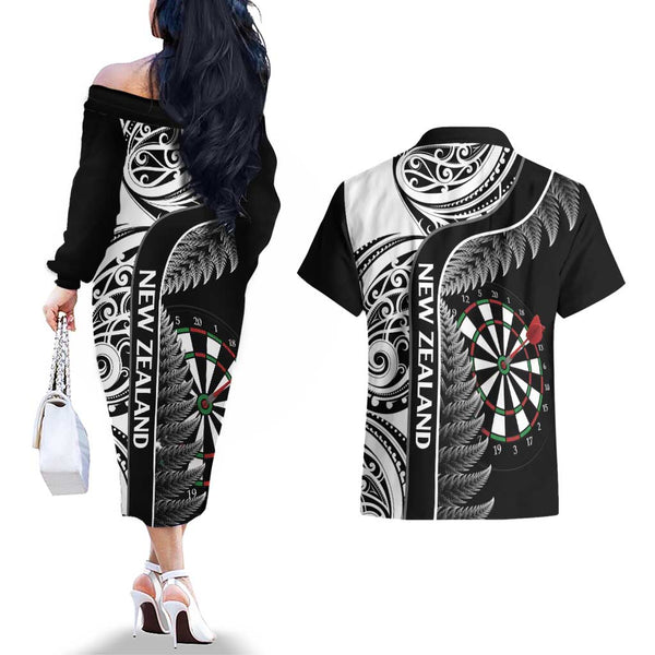 Personalised New Zealand Darts Couples Matching Off The Shoulder Long ...