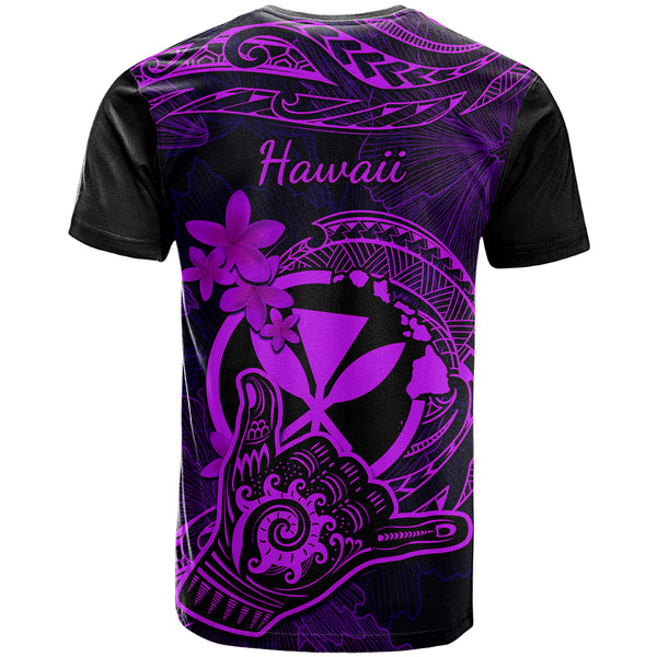 Hawaii T Shirt Shaka Tattoo Mix Polynesian Plumeria Purple Version LT14