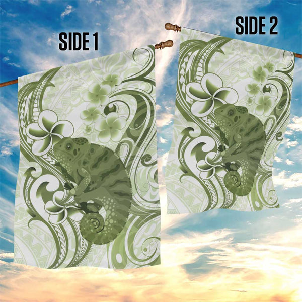 Green And White Hawaii Chameleon Garden Flag Plumeria Polynesian Tribal ...