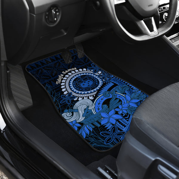 Talofa Samoa Car Mats Samoan Kava Bowl Siapo Pattern - Blue LT14