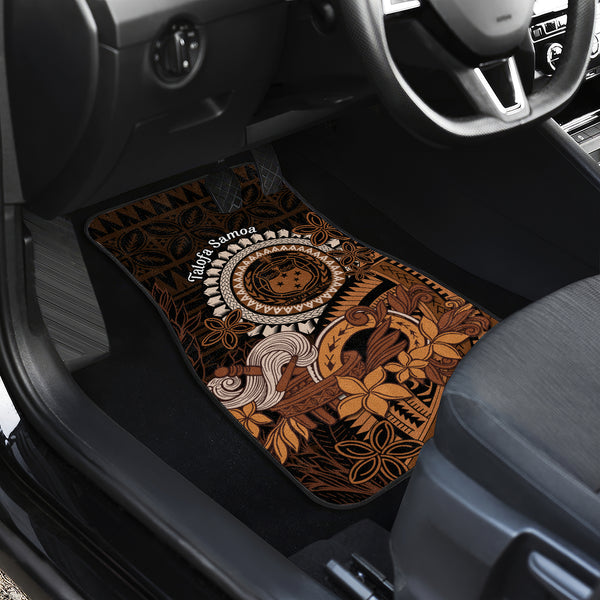 Talofa Samoa Car Mats Samoan Kava Bowl Siapo Pattern - Brown LT14