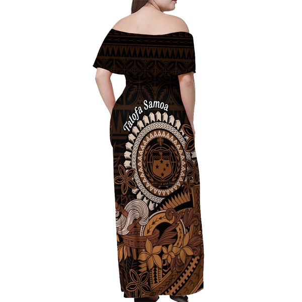 Talofa Samoa Off Shoulder Maxi Dress Samoan Kava Bowl Siapo Pattern ...
