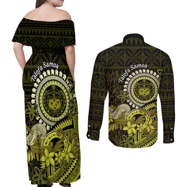 Lime Green Talofa Samoa Couples Matching Off Shoulder Maxi Dress and ...