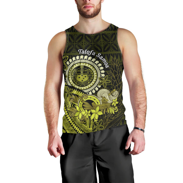Lime Green Talofa Samoa Men Tank Top Samoan Kava Bowl Siapo Pattern LT14