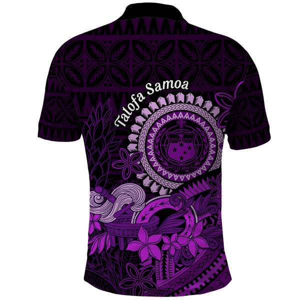 Purple Talofa Samoa Polo Shirt Samoan Kava Bowl Siapo Pattern LT14