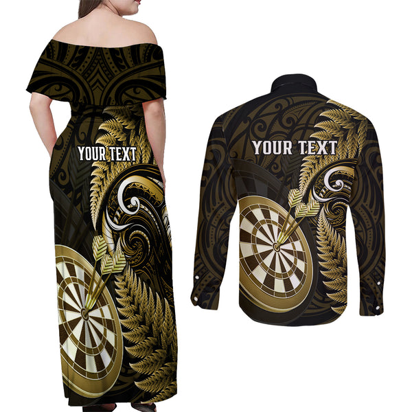 Personalised New Zealand Darts Couples Matching Off Shoulder Maxi Dress ...