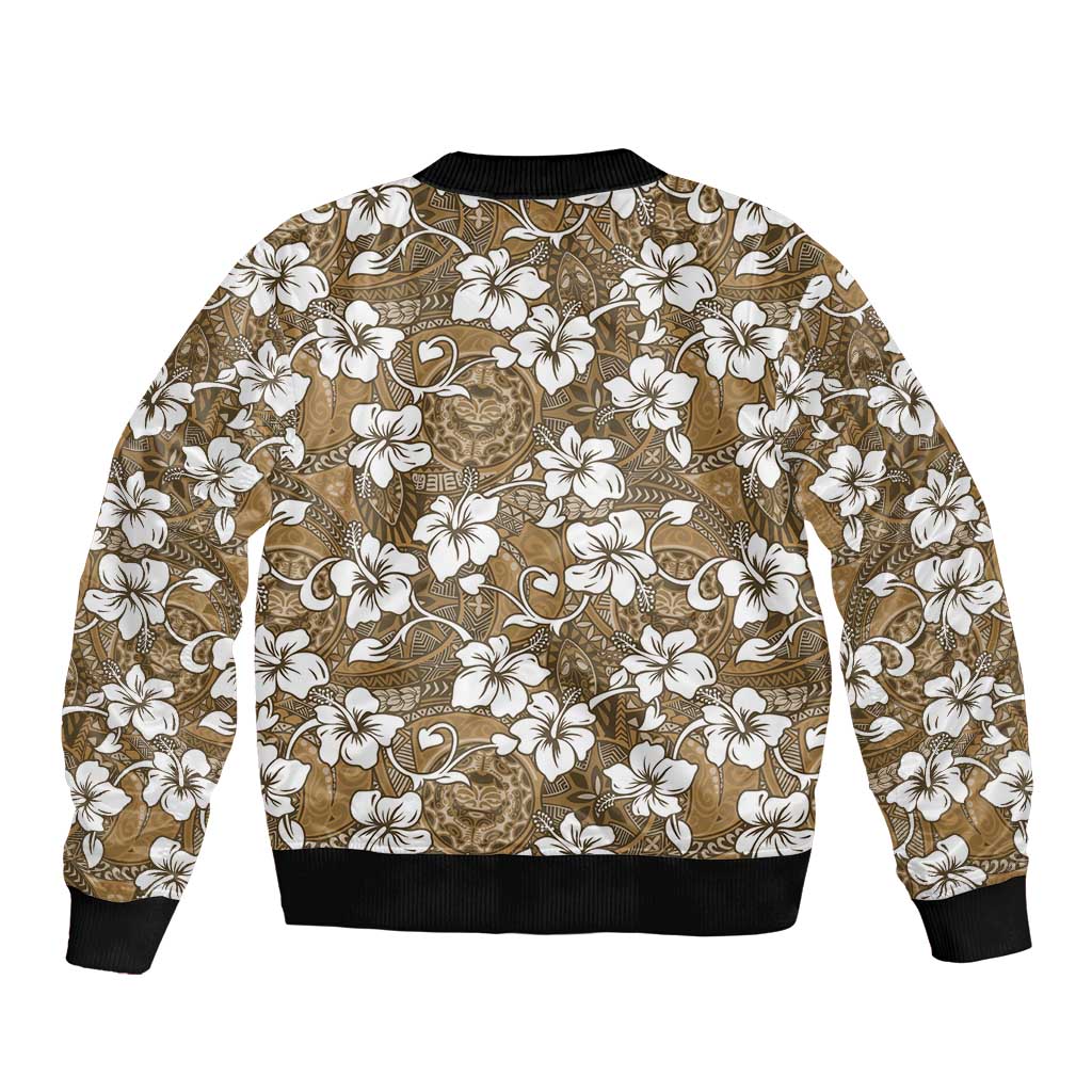 Kuvui Bula Fiji Bomber Jacket Fijian Tapa Seamless Hibiscus LT14