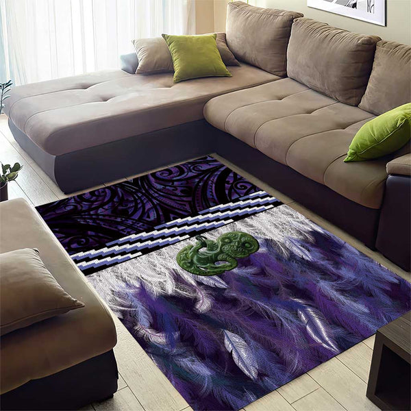 Purple Traditional Cloak Aotearoa Area Rug Maori Paua Shell Korowai ...