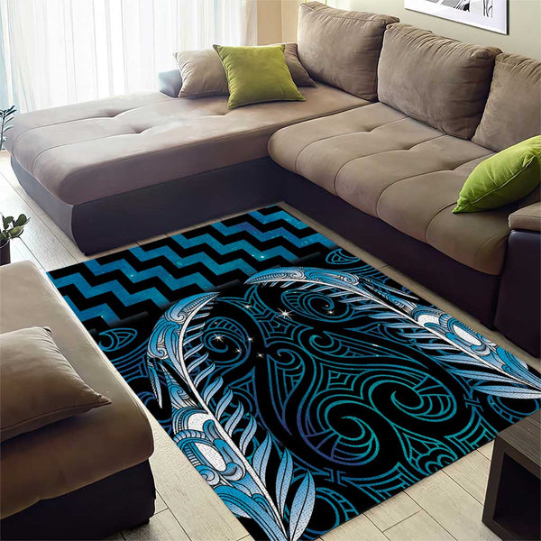 Blue Matariki New Zealand Area Rug Maori Poutama Galaxy Vibes LT14