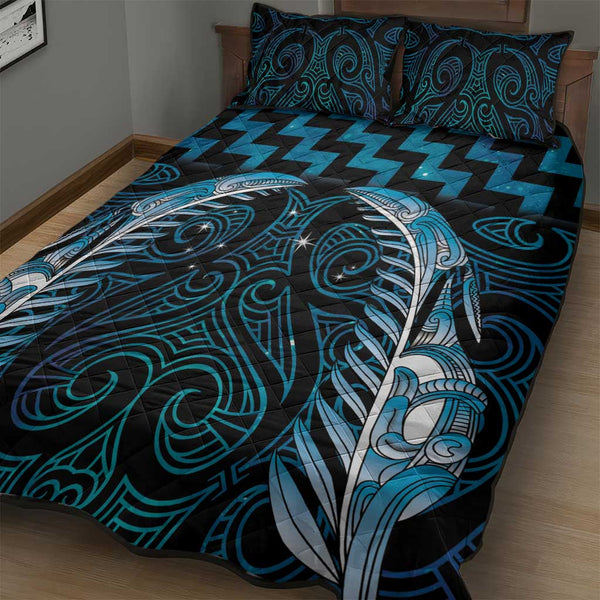Blue Matariki New Zealand Quilt Bed Set Maori Poutama Galaxy Vibes LT14