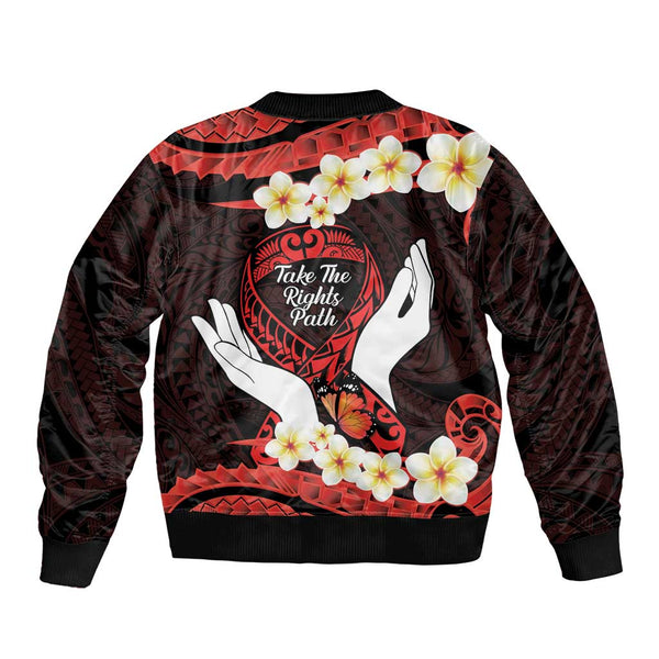 Polynesia AIDS Awareness Month Sleeve Zip Bomber Jacket Take The Rights ...