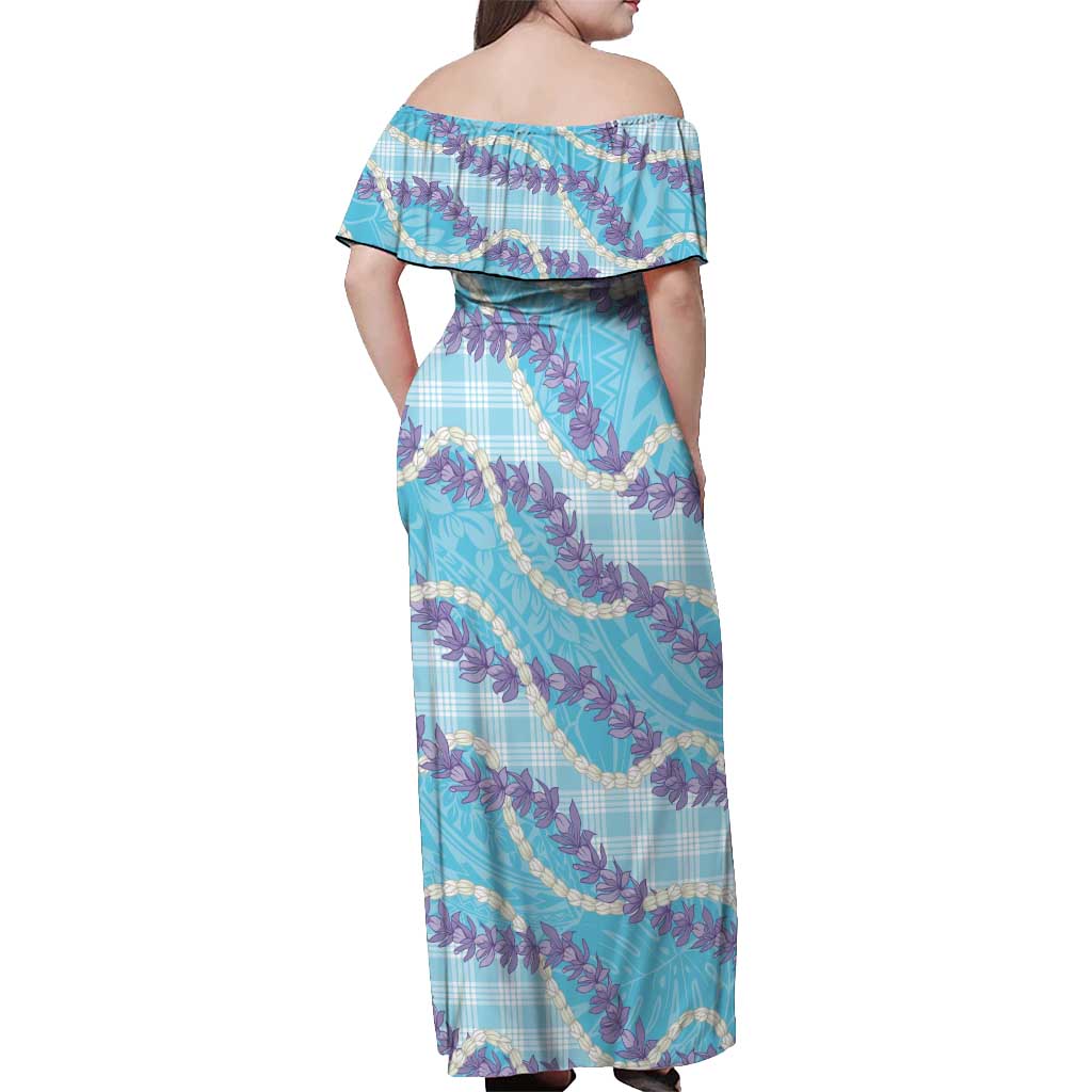 Blue Hawaii Palaka Honohono Pikake Off Shoulder Maxi Dress Hawaiian ...