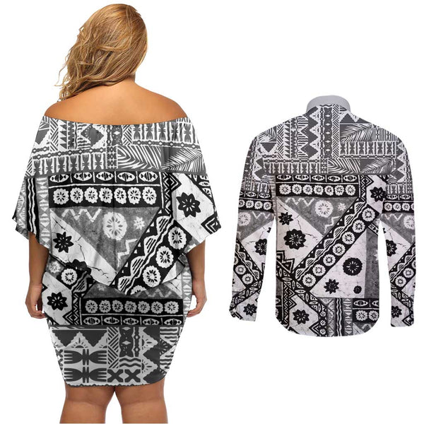 Black Bula Fiji Couples Matching Off Shoulder Short Dress and Long ...