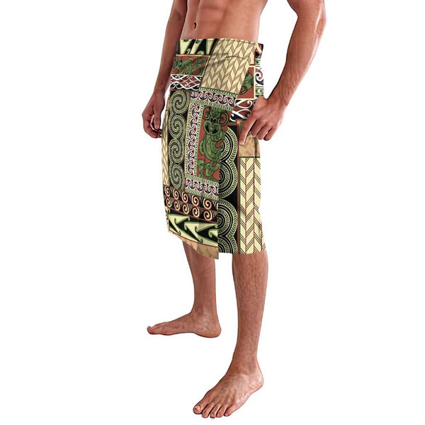 Beige Aotearoa Kowhaiwhai Pattern Lavalava NZ Maori Quilt Style LT14
