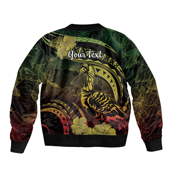 Personalised Hawaii Nene Goose Sleeve Zip Bomber Jacket Hawaiian Map ...