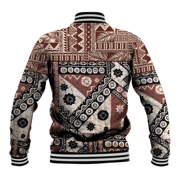 Bula Fiji Baseball Jacket Unique Masi Tapa Pattern LT14