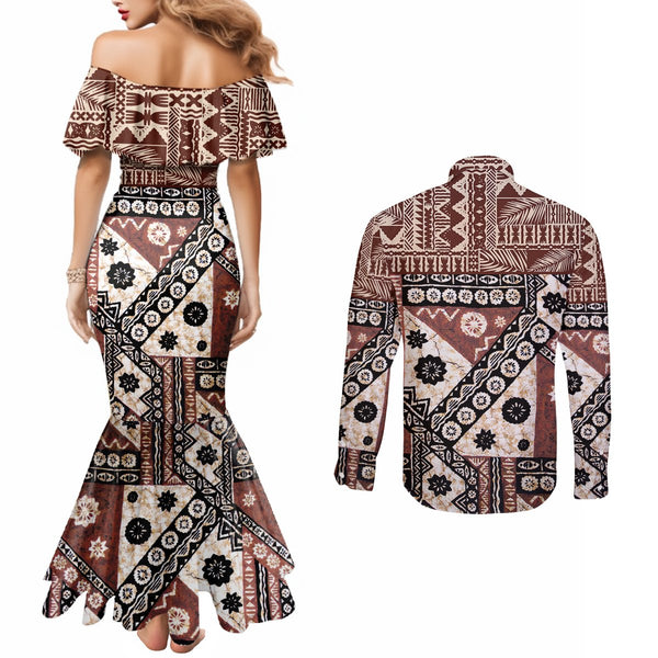 Bula Fiji Couples Matching Mermaid Dress and Long Sleeve Button Shirt ...