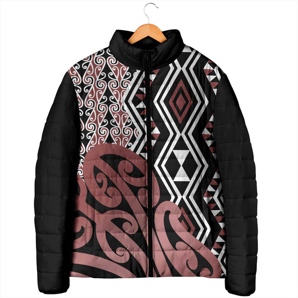 New Zealand Padded Jacket Aotearoa Kowhaiwhai Mix Taniko Art LT14